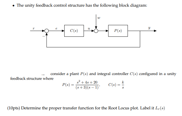 Solved • The unity feedback control structure has the | Chegg.com