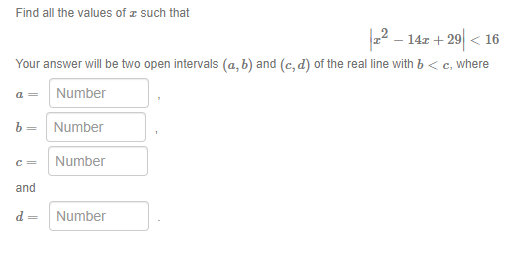 Solved Find all the values of x such that ∣∣x2−14x+29∣∣