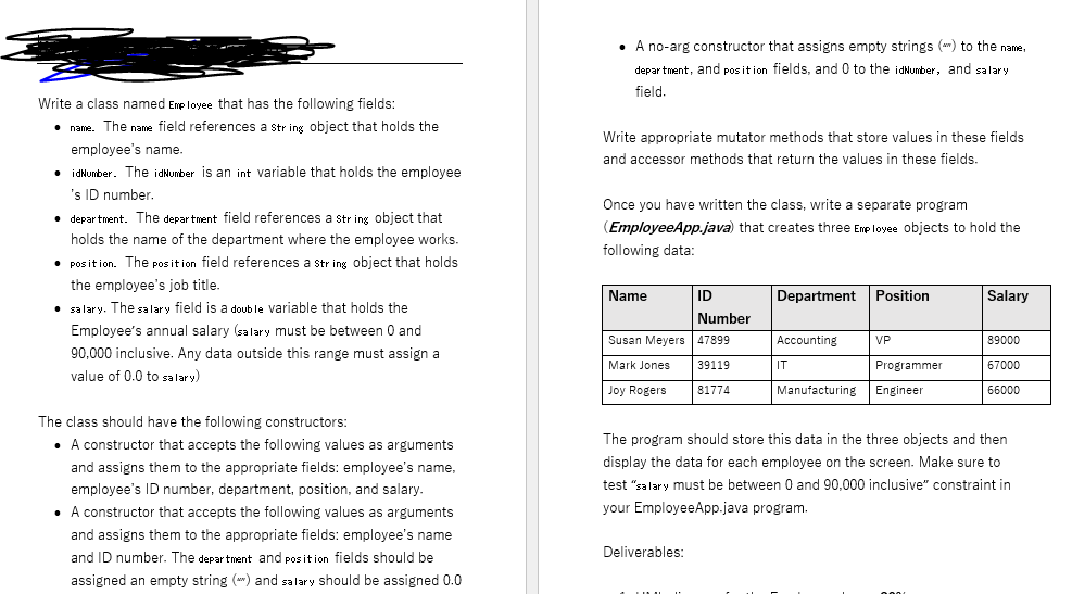 Solved - A no-arg constructor that assigns empty strings | Chegg.com