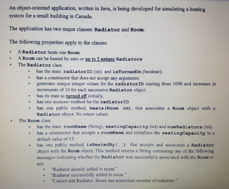 Solved An object-oriented application, written in Java, is | Chegg.com
