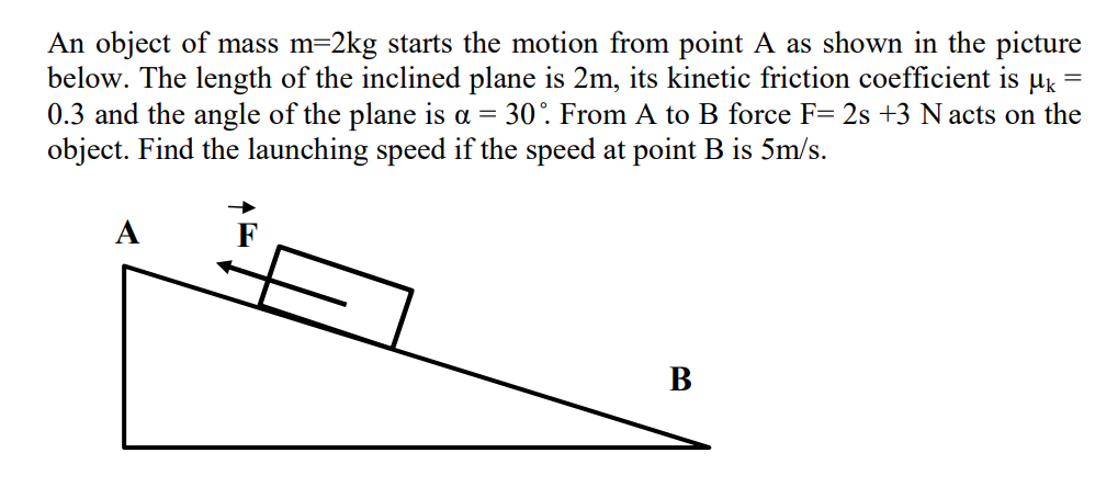 Solved An object of mass m=2kg ﻿starts the motion from point | Chegg.com