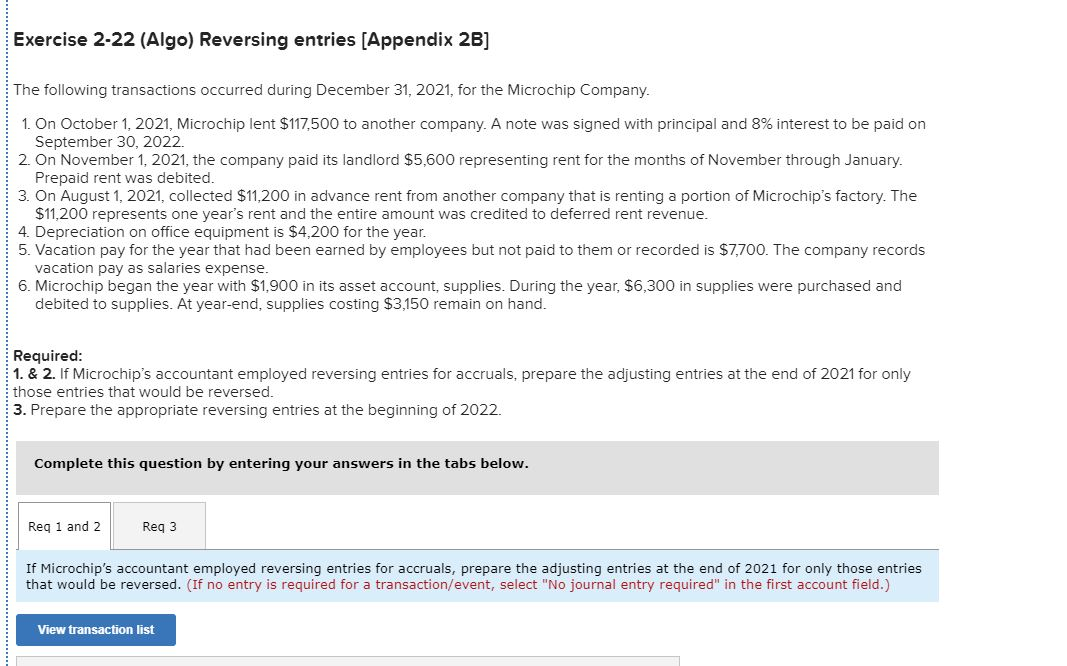 Solved Exercise 2-22 (Algo) Reversing entries (Appendix 2B] | Chegg.com