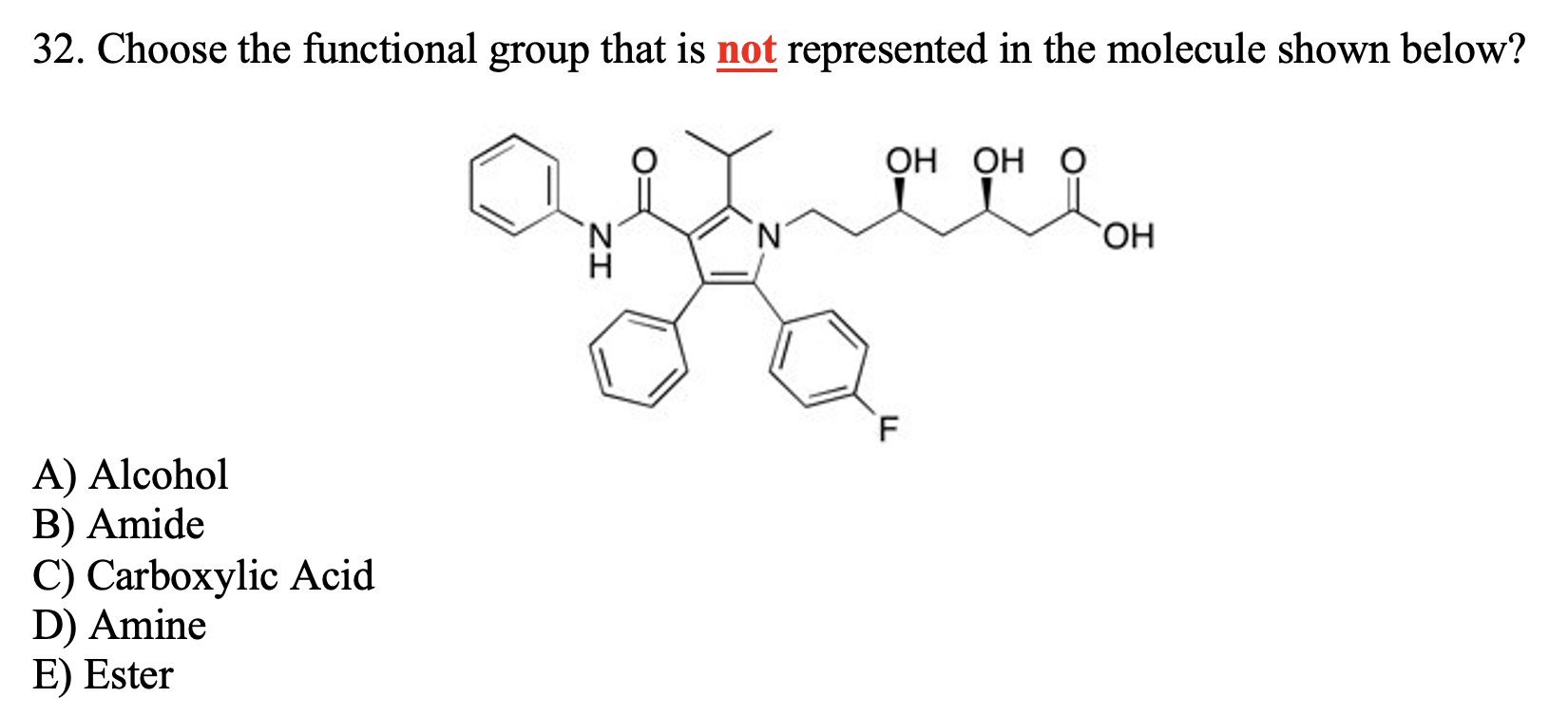 Solved 32. Choose the functional group that is not | Chegg.com