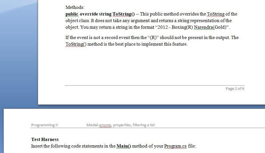 Solved The MedalColor Enum Code the MedalColor enum below: | Chegg.com
