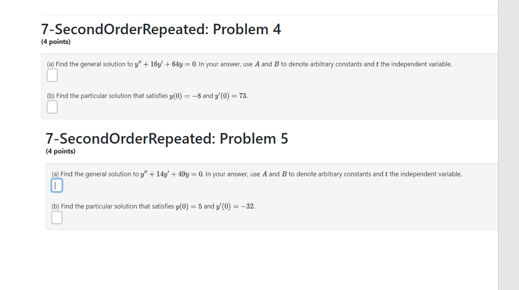 Solved 7-SecondOrderRepeated: Problem 4 (4 points) (a) Find | Chegg.com