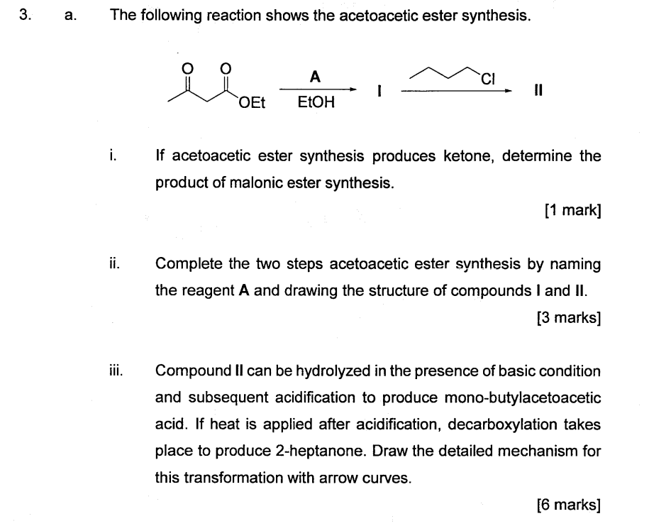 Solved a. The following reaction shows the acetoacetic ester | Chegg.com