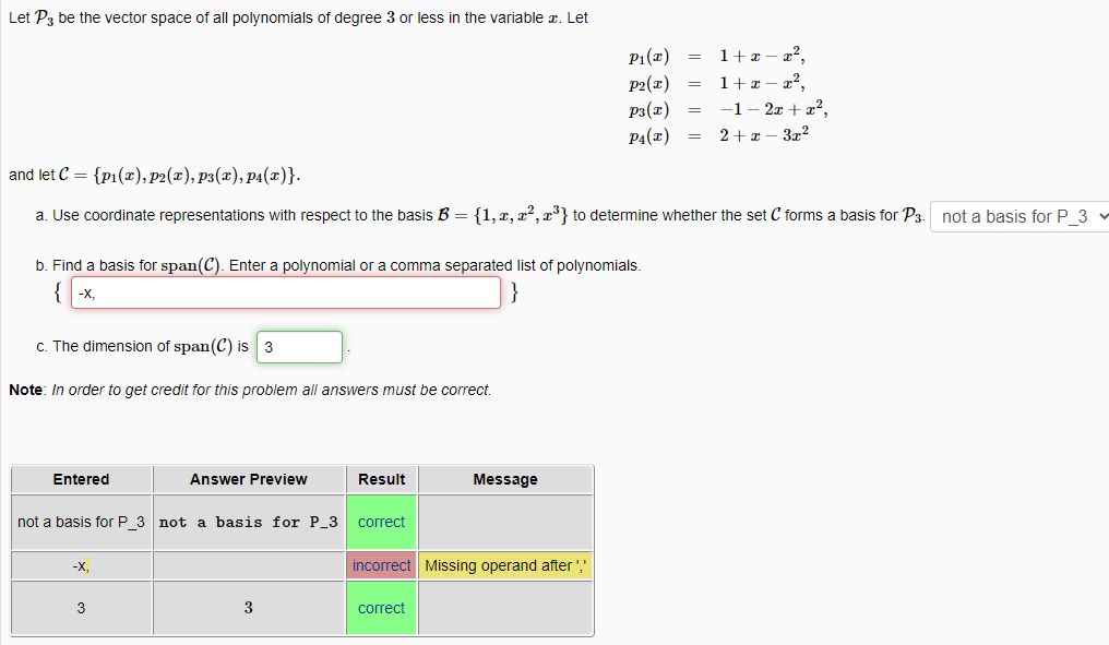 Solved Let P3 be the vector space of all polynomials of | Chegg.com