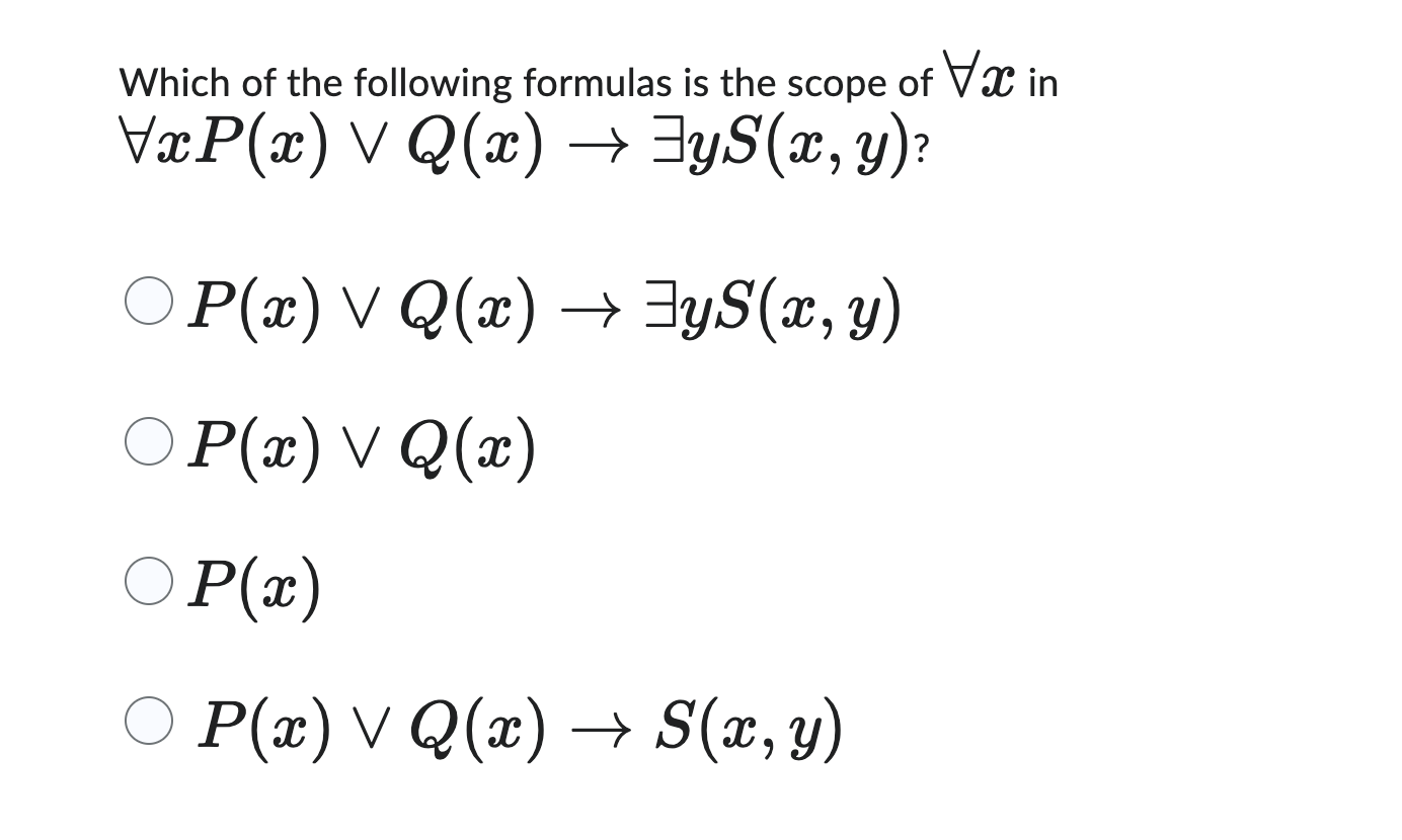 Solved by an EXPERT Which of ﻿the following formulas is ﻿the scope of | Chegg.com