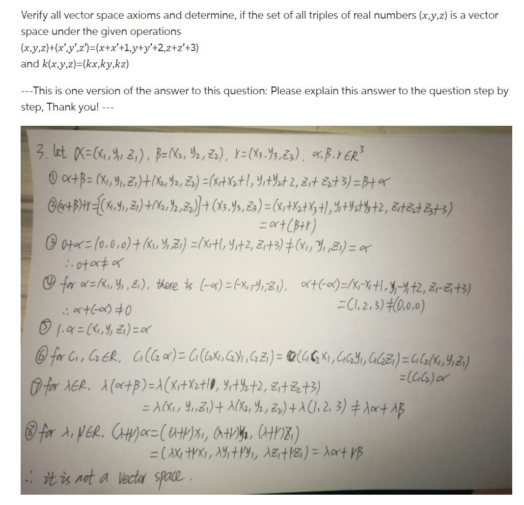 Solved Verify All Vector Space Axioms And Determine If The