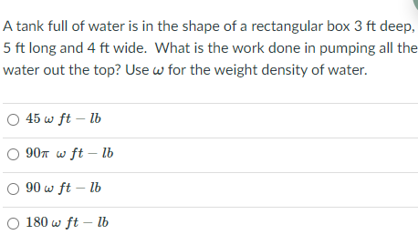Solved A tank full of water is in the shape of a rectangular | Chegg.com