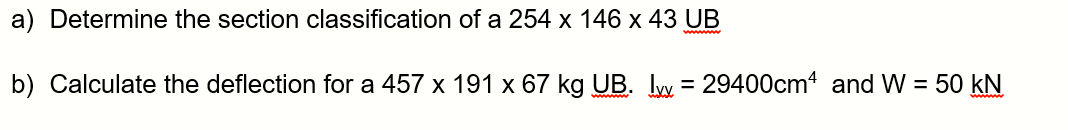 Solved a) Determine the section classification of a 254 x | Chegg.com