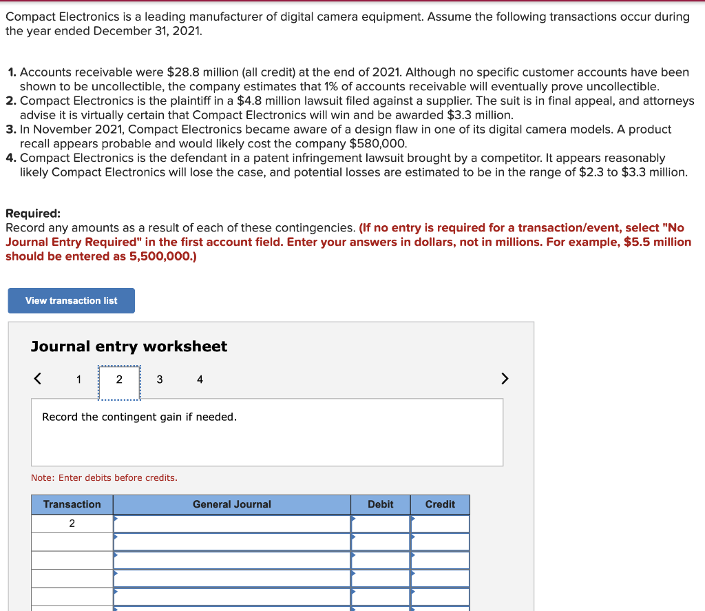 Solved Compact Electronics is a leading manufacturer of | Chegg.com
