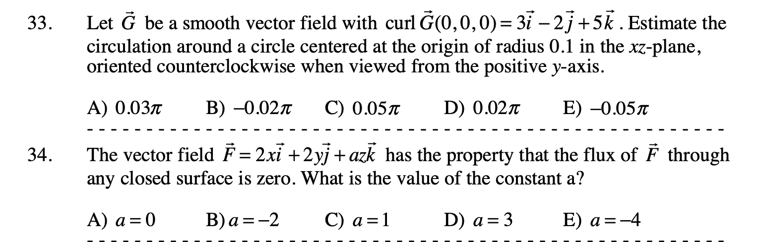 Solved 33. = Let Ğ be a smooth vector field with curl | Chegg.com