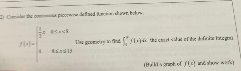 Solved Consiber the continuous piecewise defined function | Chegg.com