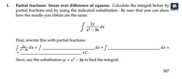 Solved 1. WOWOTE Partial fractions: linear over difference | Chegg.com