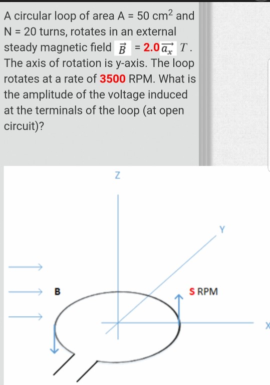 Solved A circular loop of area A 50 cm2 and N 20 turns, | Chegg.com