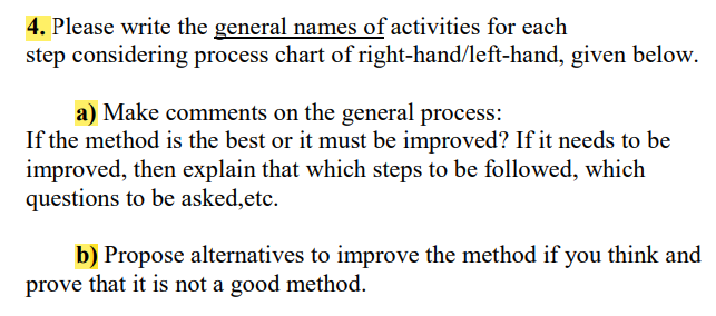 Solved 4. Please write the general names of activities for | Chegg.com