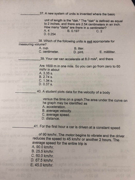 Solved 37. A new system of units is invented where the basic | Chegg.com