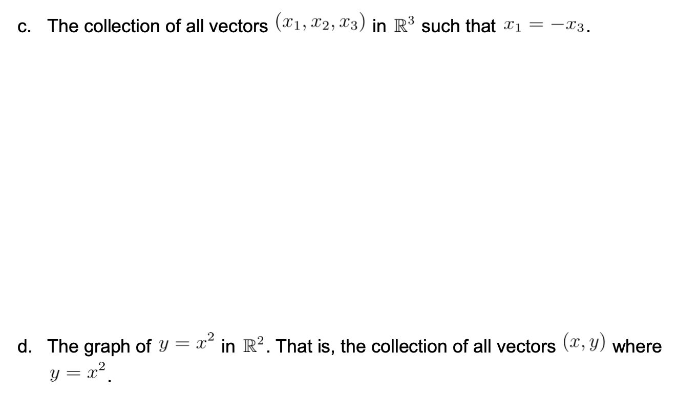 Solved Topic 1: Deciding if examples are subspaces Recall | Chegg.com