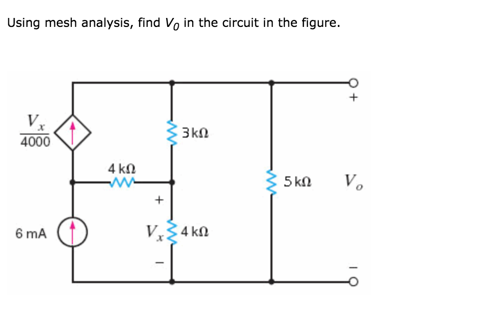 Solved Using mesh analysis, find Vo in the circuit in the | Chegg.com Solved Using mesh analysis, find Vo in the circuit in the | Chegg.com