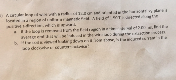 Solved A circular loop of wire with a radius of 12.0 cm and | Chegg.com