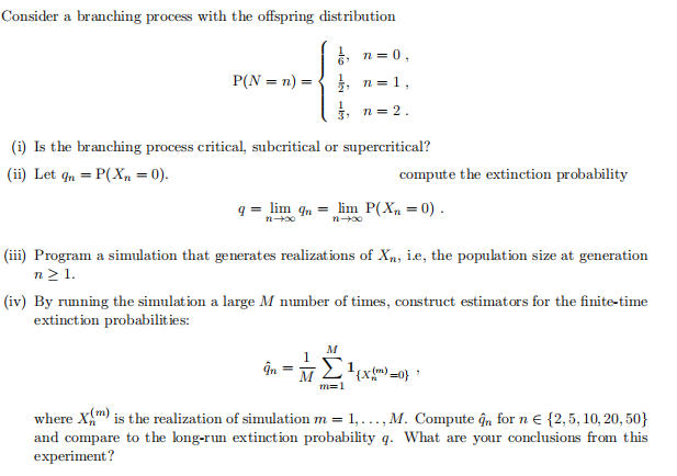 Consider a branching process with the offspring | Chegg.com