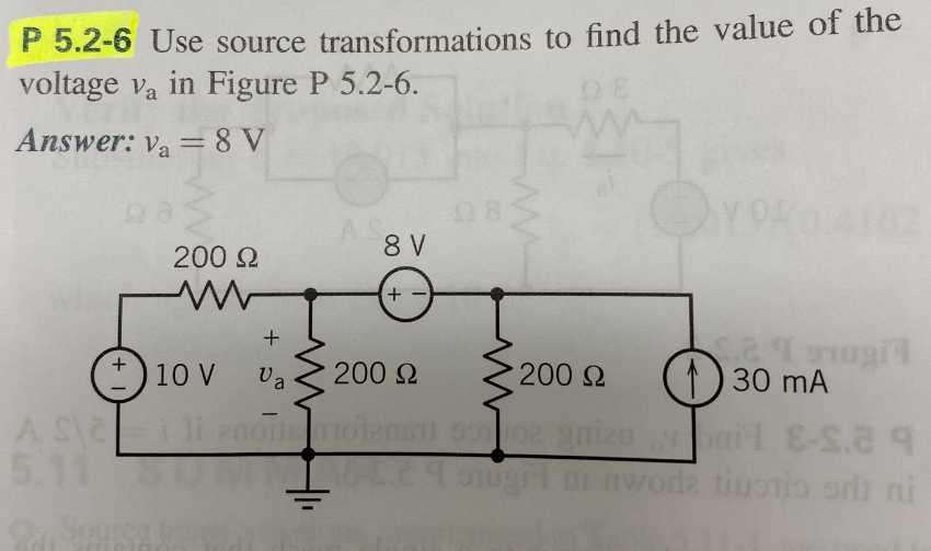 Solved P 5.2-6 Use source transformations to find the value | Chegg.com