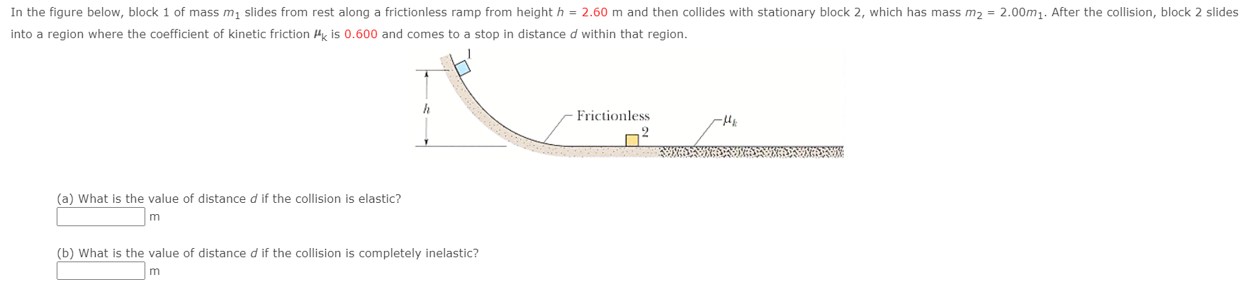 Solved In the figure below, block 1 of mass m1 slides from | Chegg.com