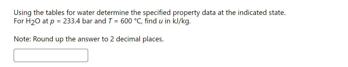 Solved Using the tables for water determine the specified | Chegg.com