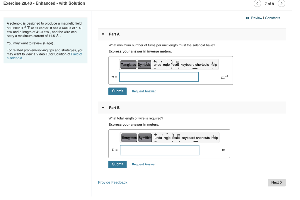Solved Exercise 28.43 - Enhanced - with Solution 7 of 8 | Chegg.com