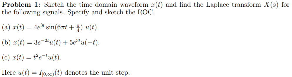 Solved Problem 1: Sketch the time domain waveform x(t) and | Chegg.com