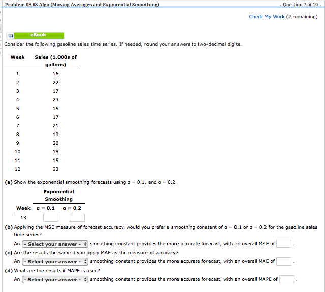 Solved Problem 08-08 Algo Moving Averages and Exponential | Chegg.com
