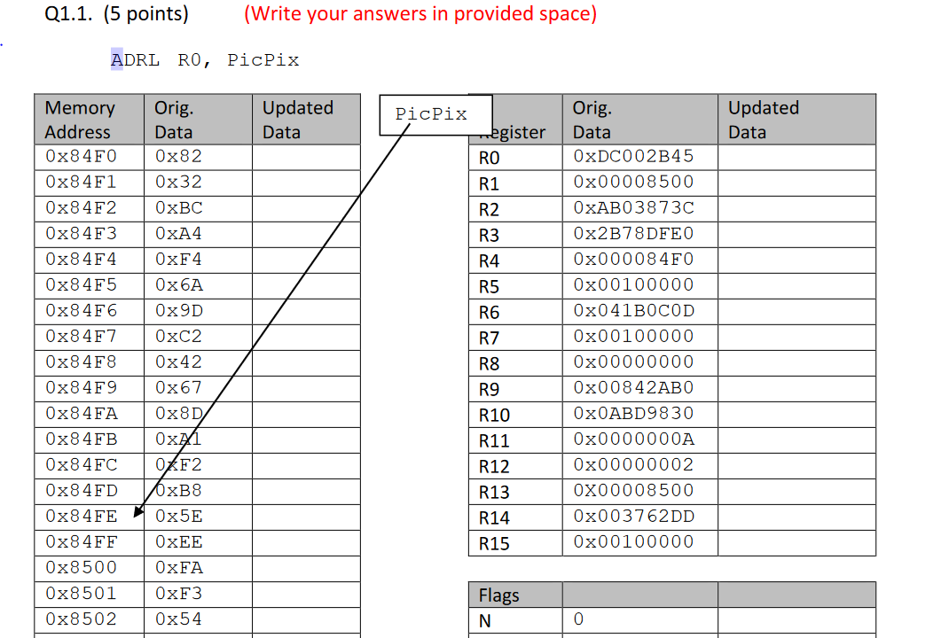 Q1 1 5 Points Write Your Answers In Provided
