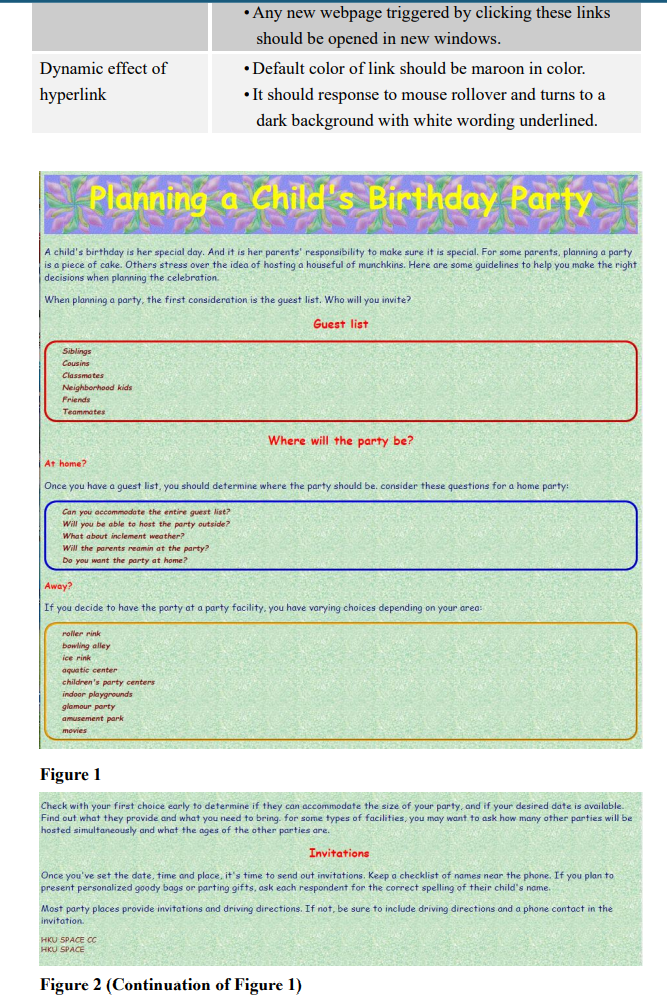 Build the Birthday Party webpage according to the | Chegg.com