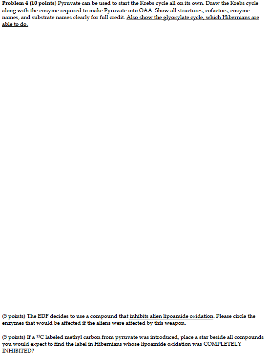 Solved Problem 4 (10 points) Pyruvate can be used to start | Chegg.com