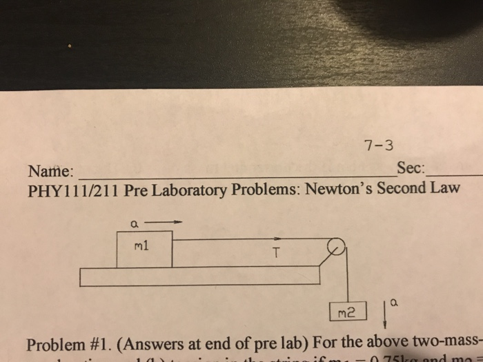 Solved 7-3 Sec: Name: PHY111/211 Pre Laboratory Problems: | Chegg.com