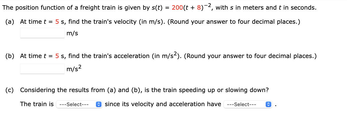 Solved The position function of a freight train is given by | Chegg.com