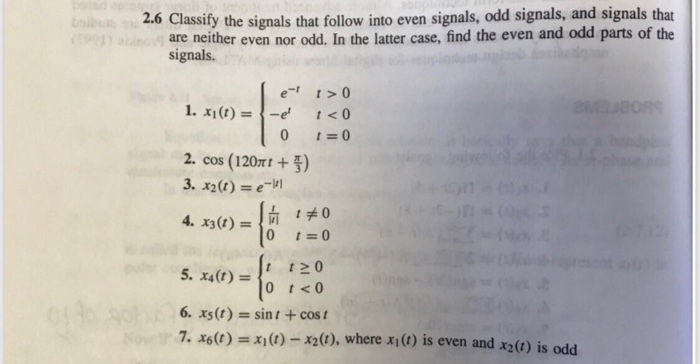 Solved 2.6 Classify the signals that follow into even | Chegg.com