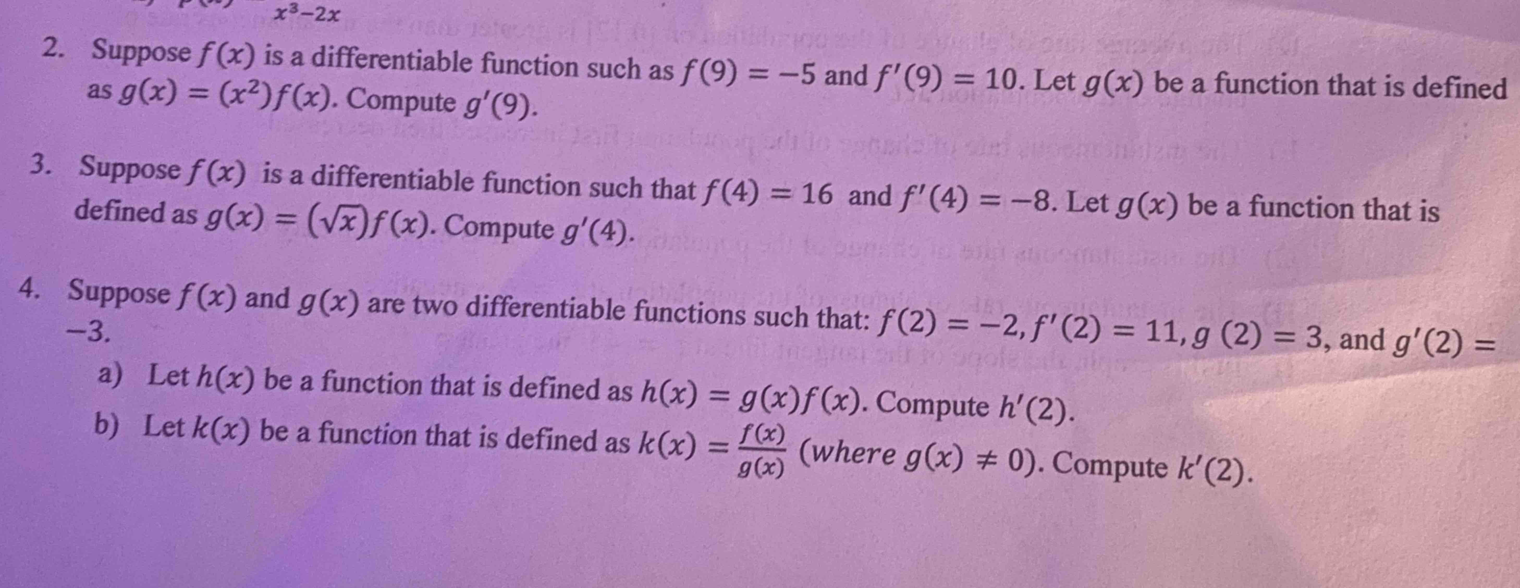 Solved Suppose f(x) is a differentiable function such as | Chegg.com Solved Suppose f(x) is a differentiable function such as | Chegg.com