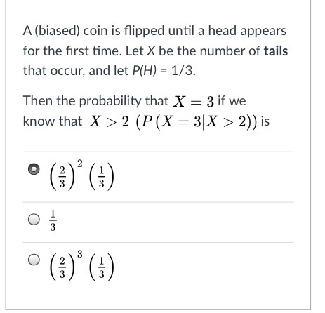 Solved A (biased) coin is flipped until a head appears for | Chegg.com