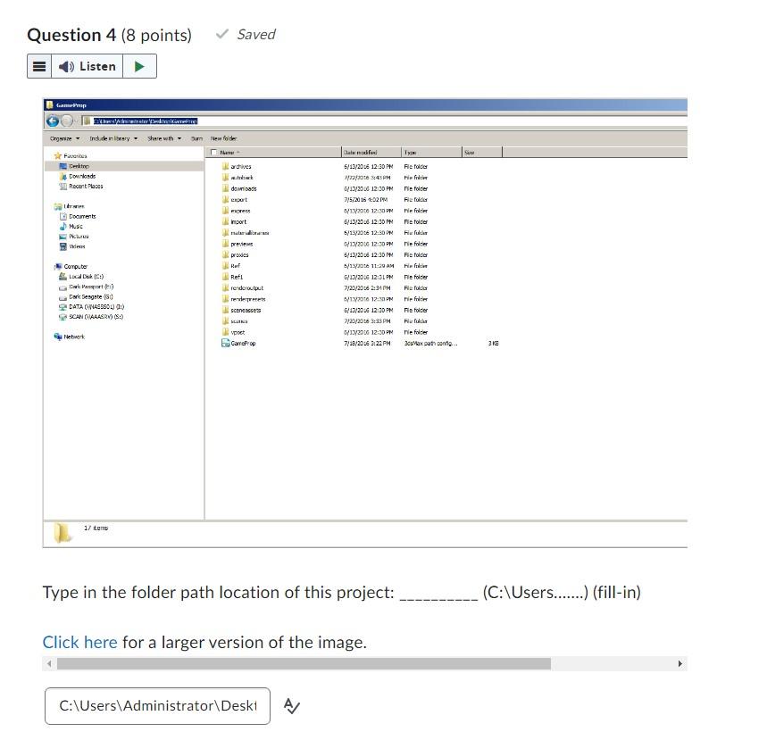 Solved Type in the folder path location of this project: (C: | Chegg.com
