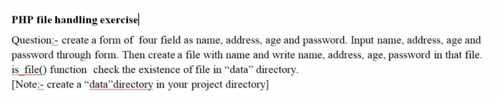 Solved PHP file handling exercise Question:- create a form | Chegg.com