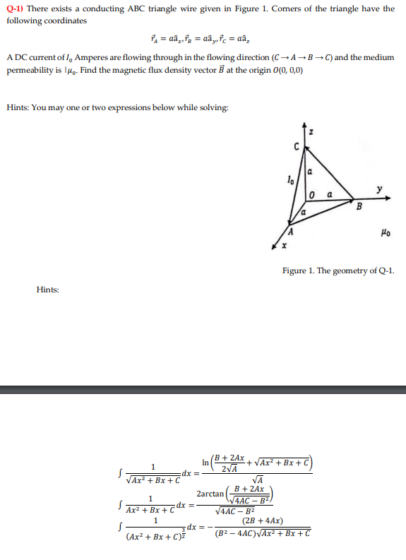Solved Q−1) There exists a conducting ABC triangle wire | Chegg.com