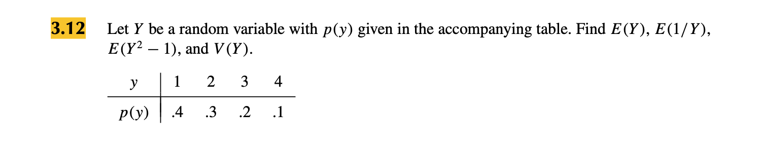 Solved Let Y be a random variable with p(y) given in the | Chegg.com