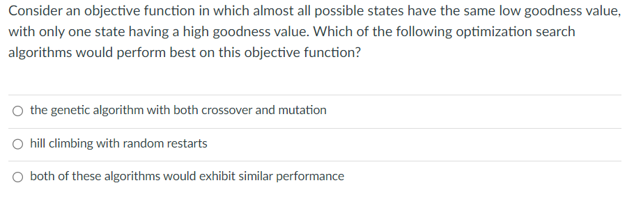 Solved Consider an objective function in which almost all | Chegg.com