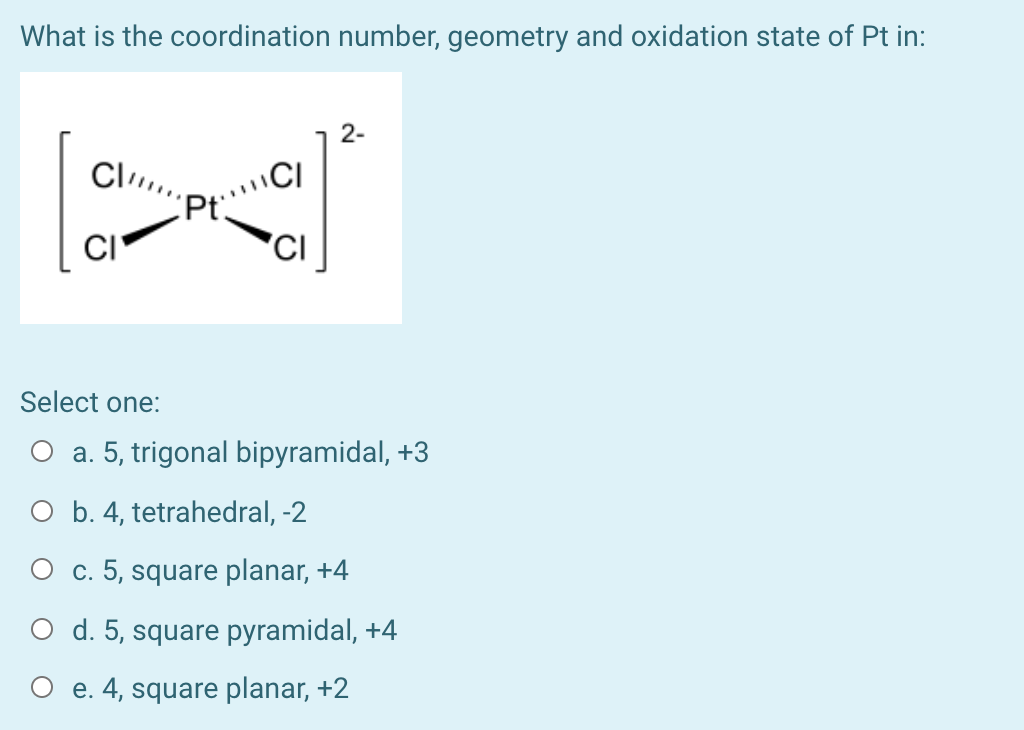 Solved What is the coordination number, geometry and | Chegg.com