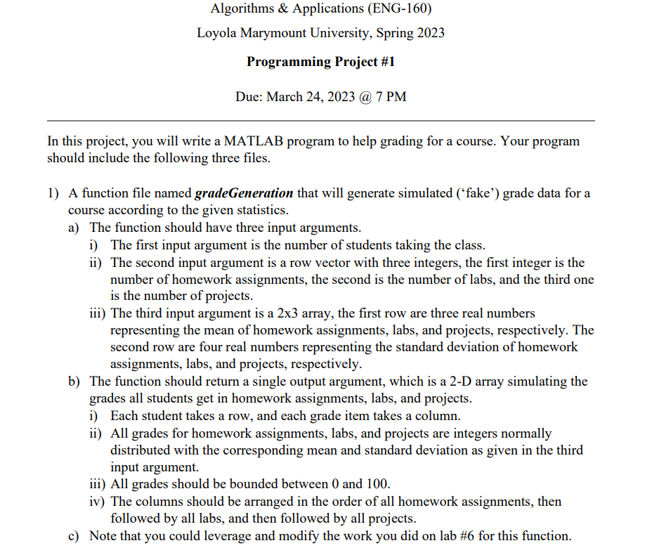 Solved Algorithms \& Applications (ENG-160) Loyola Marymount | Chegg.com