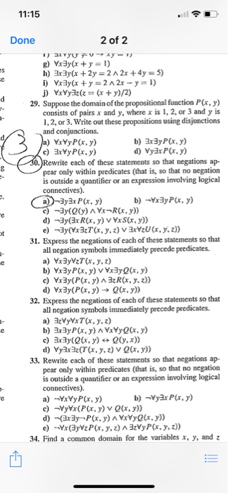 Solved 11:15 Done 2 of 2 29. Suppose the domain of the | Chegg.com