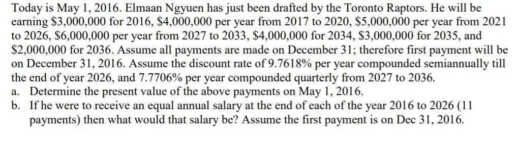 Solved Today is May 1, 2016. Elmaan Ngyuen has just been | Chegg.com