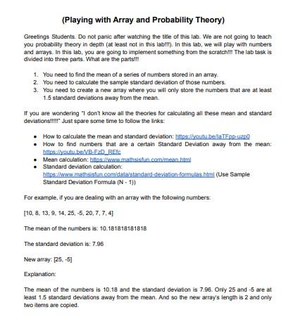 Solved (Playing with Array and Probability Theory) Greetings | Chegg.com